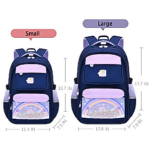 Aeafvot Cute Backpack Travel Backpacks Bookbag for Boys Girls Fashion Students School Bag Durable Water Resistant Rainbow Backpack Navy Large