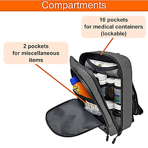 StarPlus2 Cross-Body Hands-Free Modular Pill Bottle Organizer, Medicine Bag, Case, Carrier for Medications, Vitamins, and Medical Supplies - Heather Gray (Without Lock)