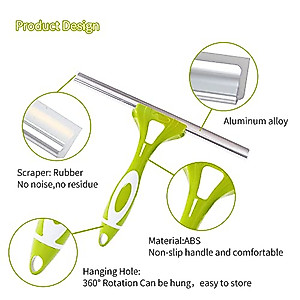 CQT Window Squeegees Wipper Cleaner Car Glass Cleaner Window Cleaning Tool for Car Indoor Outdoor High Windows (CG01, YellowGreen)