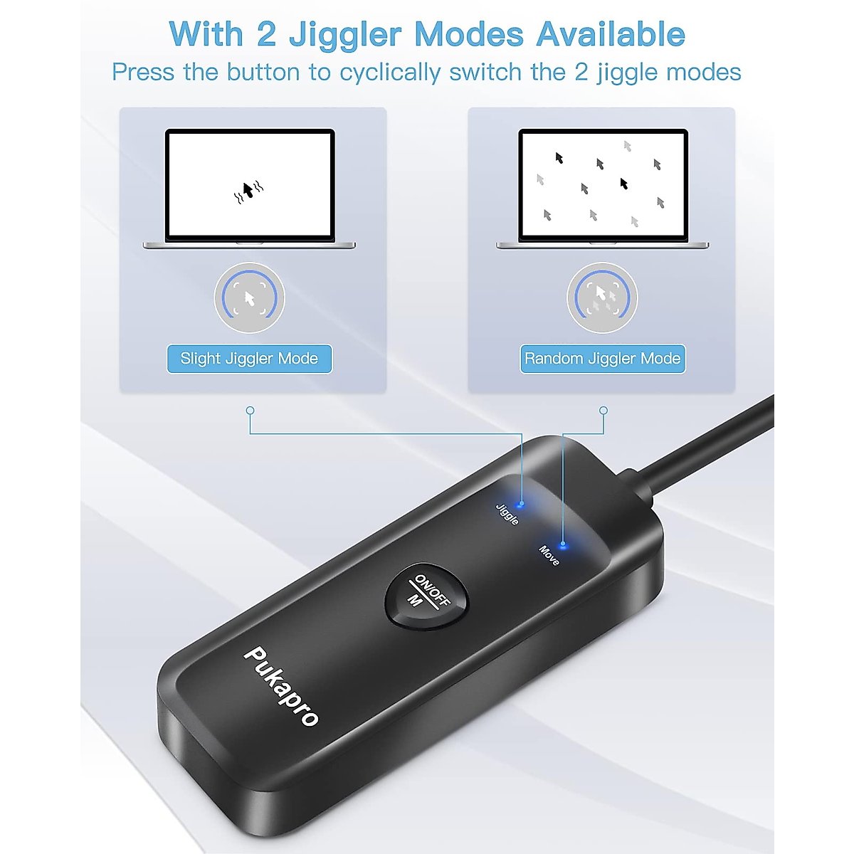Pukapro Mouse Jiggler Undetectable Mouse Mover Wiggler Driver-Free Automatic Mouse Shaker, Undetectable USB Mouse Jiggler with ON/Off Switch, Plug & Play- Black