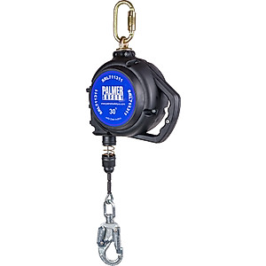 Palmer Safety SRD 30 FT. Self Retracting Lifeline I ANSI Z359.14-2021 Class 1 I SRL Device Swivel Top Galvanized Cable w/Small Steel Snap Hook I Fall Arrest Safety Yoyo