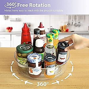 4 Pack Lazy Susan Organizer for Cabinet, Upgraded 11.5" Clear Lazy Susan Turntable with Handles and Raised Edge, Rotating Lazy Susan Spice Storage for Kitchen, Pantry, Refrigerator, Bathroom, Table