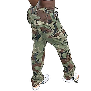 TRGPSG Women's Cargo Pants, Fashion Cargo Elastic Waistband Sweatpants, Techwear Camo Pants with Multi-Pocket 2039 C29 Camo 18