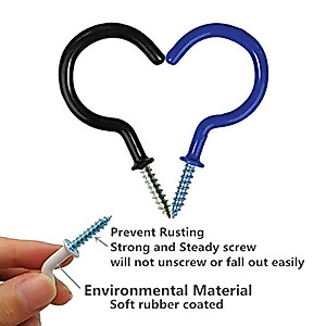 2 inches Ceiling Screw Hooks 15Pcs with Reusable Case Vinyl Coated Cup Hook Holder Screw-in Hooks for Hanging (White)