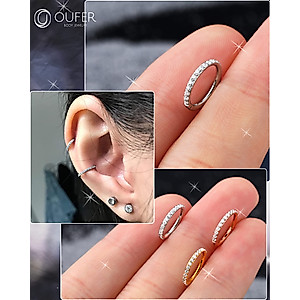 OUFER Nose Rings Hoops, 20G Hoop Nose Ring, 8mm Nosril Piercing Hoop, Stainless Steel Cartilage Tragus Helix Earrings Cartilage Earring 20g Nose Hoop for Women Men