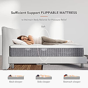 Sweetnight 12 Inch Queen Size Mattress in Box, Pillow Top Gel Memory Foam Mattress for Motion Isolation & Cool Sleep, Flippable Comfort from Soft to Medium Firm, Sunkiss