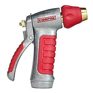 Chapin International 4600 Professional Heavy Duty Galvanized Steel with Brass Tip Spray Nozzle and Ergonomic Rubber Grip, Silver/Red