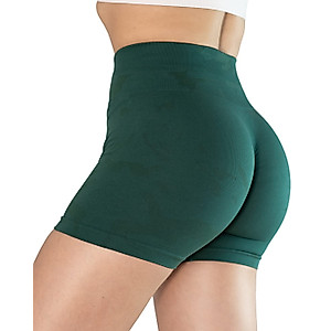 AUROLA CAMO Collection Workout Shorts for Women Subtle Logo Seamless Scrunch Gym Yoga Running Active Short,Camo-alpine Green,M