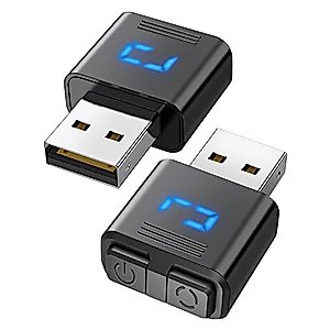 Meatanty USB Mouse Jiggler Tiny Undetectable Mouse Mover with Separate Mode and ON/OFF Buttons,Digital Display and Protective Cover,Supports Multi-Track,Driver-Free,Plug-and-Play Keeps PC Awake(2 Pcs)
