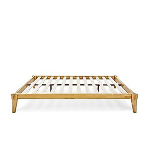 Bme Chalipa 14” Full Size Bed Frame - Wood Platform Bed - Wood Slat Support - No Box Spring Needed - Easy Assembly - Minimalist & Modern Style, Natural