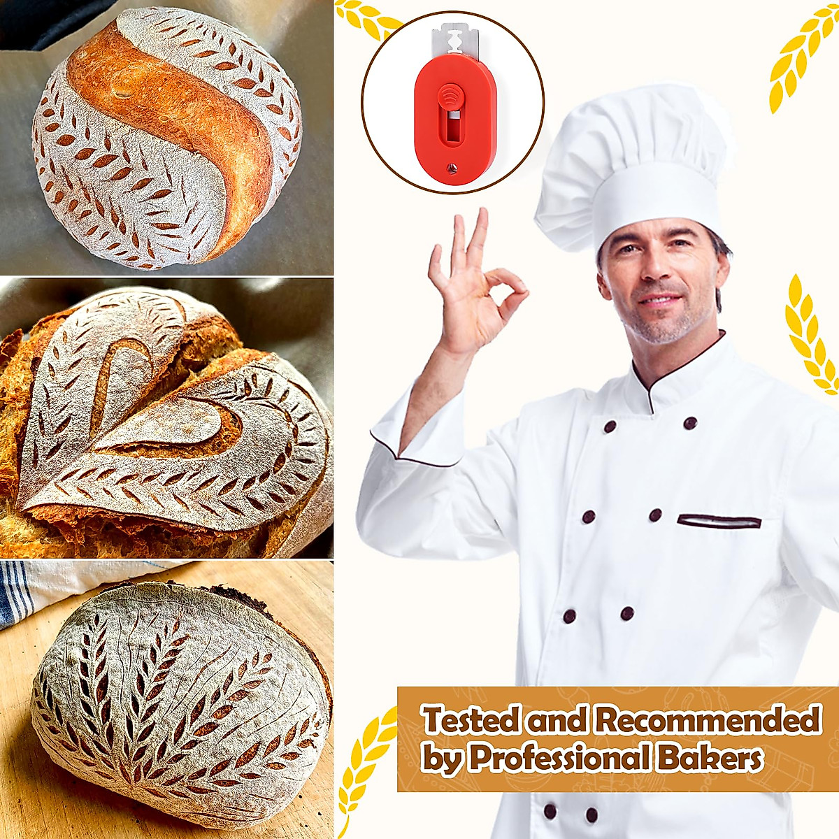 XANGNIER Extractable & Magnetic Bread Lame Dough Scoring Tool,Sourdough Scoring Tools,Bread Dough Cutter Slashing Razor Tool,5 Razor Blades,Bread Baking & Making Tools Supplies Accessories