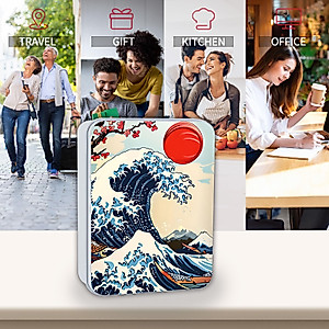 ETLKJVBL Metal Tin Box Sturdy Metal Storage Box with Lid, Large Container Holder for TCG Cards,Car Keys,Cookies,Tin Containers for Gift,5.0x3.7x1.6 Inch,Exquisite Pattern Design(Waves Sun)