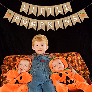 Jute Burlap Little Pumpkins Banner Fall Twins Baby Shower Gender Reveal Party Garland Decoration