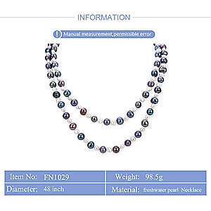 LGSY 7-8mm White Black Freshwater Cultured Pearl Necklace for Women's Pearl Strand Necklaces