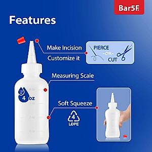 Soft Squeeze Hair Applicator Bottle for Hair Treatment, Scalp Oil, Root, Color, 4 Ounce Translucent with Measuring Scale and Cap, BPA Free, 2 Pack