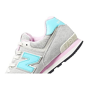 New Balance Kids 574 V1 70s Racing Lace-up Sneaker, BRIGHTON GREY/SUMMER AQUA/LILAC CLOUD, 2 W Little Kid (4-8 Years)