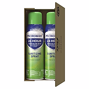 MICROBAN Disinfectant Spray, 24 Hour Sanitizing and Antibacterial Spray, Sanitizing Spray, Fresh Scent, 2 Count (15oz Each)