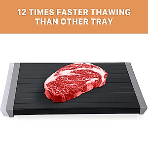 HKISIT Defrosting Tray | Fast Thawing Plate Board with Removable Drip Trough| Premium Quality Defrost Tray with HDF High-density Aerospace Alloy, Non-stick (Black)