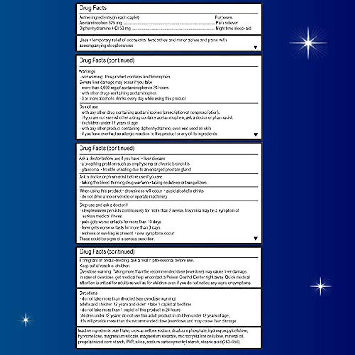 Unisom PM Pain Nighttime Sleep-aid + Pain Reliever, Acetaminophen & Diphenhydramine HCI, 30 Caplets, 50mg