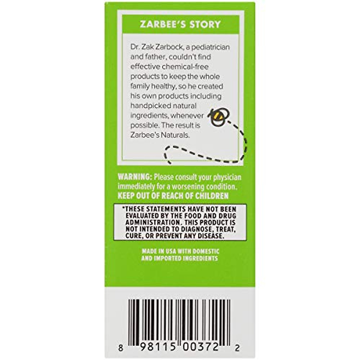 Zarbee's Children's Cough Syrup + Mucus with Dark Honey, Vitamin C, Zinc & Ivy Leaf Extract, Drug & Alcohol-Free, Cherry Flavor, 2Fl Oz