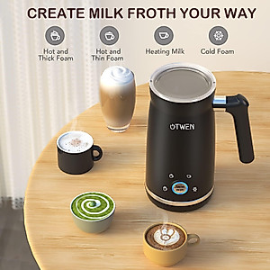 Milk Frother, Electric Milk Frother and Steamer, Automatic Hot Cold Milk Foamer, 4 Modes Stainless Steel Quiet High Capacity Milk Warmer for Coffee, Latte, Cappuccino, Macchiato, Hot Chocolates