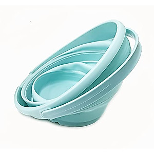 SAMMART 10L (2.6 Gallon) Collapsible Plastic Bucket - Foldable Round Tub - Portable Fishing Water Pail - Space Saving Outdoor Waterpot, Size 33cm Dia (1, Lake Green)