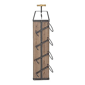 Deco 79 Industrial Wood Rectangle Wall Wine Rack, 8" x 5" x 32", Brown