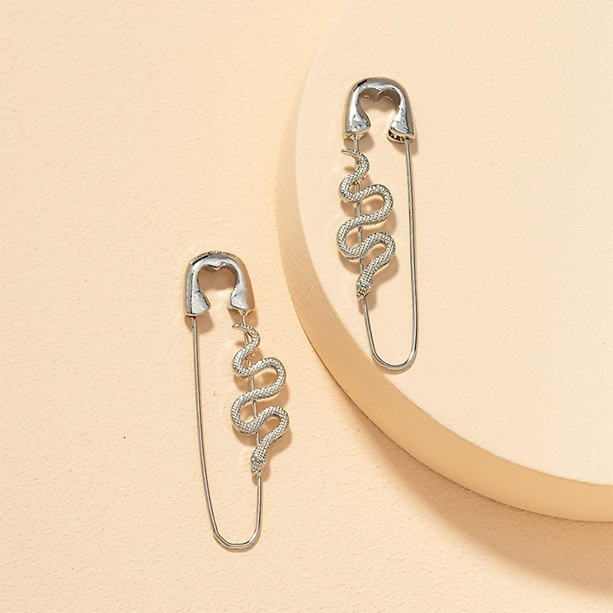 Snake Earrings for Women Gold Safety Pin Hoop Earrings Paper Clip Hoop Earrings for Women(A:Silver)