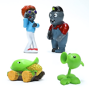 Maikerry 8pcs Plants and Zombies PVC Toys vs Plush, Action Figures Set Toy Great Gifts for Kids and Fans,Birthday and Party