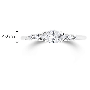 Milla 925 Sterling Silver Stackable CZ Cluster Ring for Women | AAAAA Cubic Zirconia, Hypoallergenic, Tarnish Resistant, Comfort Fit (Sterling Silver, Size 7)
