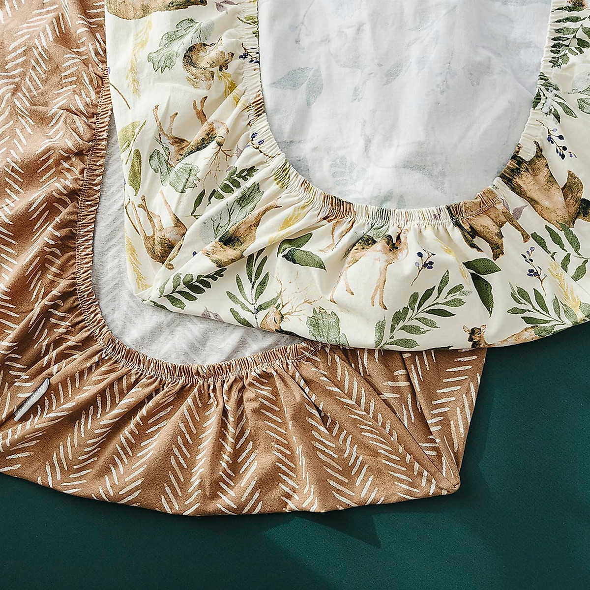 Pobibaby - 2 Pack Premium Pack N Play Sheets Fitted for Standard Pack and Plays and Mini Cribs - Ultra-Soft Cotton Blend, Stylish Woodland Pattern, Safe and Snug for Baby (Wildlife)