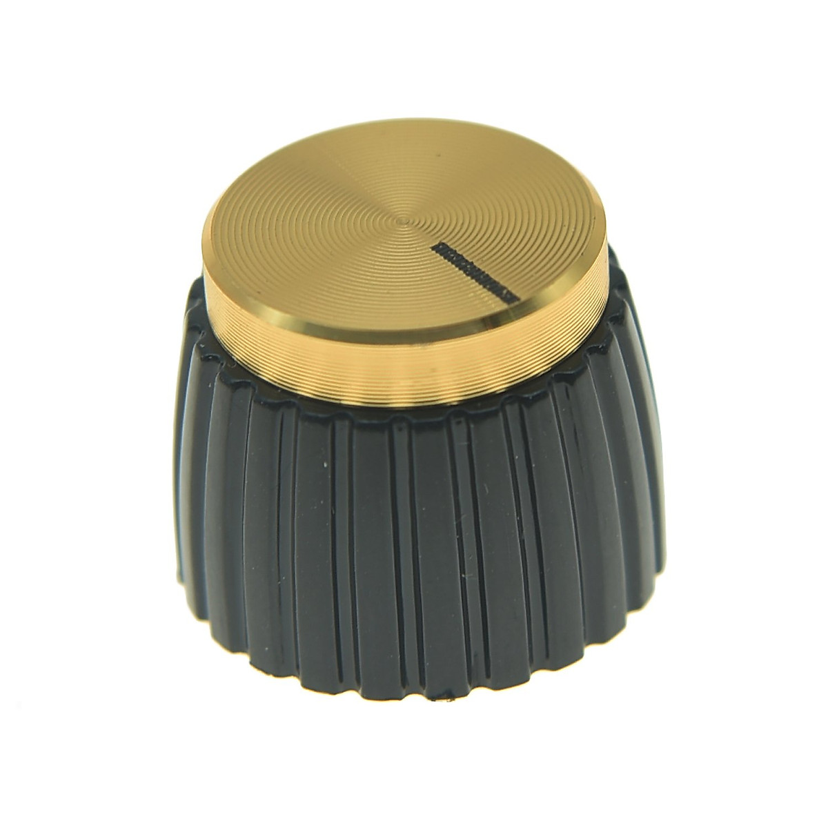 KAISH 10pcs Guitar AMP Amplifier Push on fit Knobs Black with Gold Aluminum Cap Top Fits 6mm diameter Pots Marshall Amplifiers