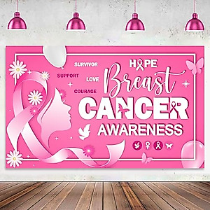 Large 71" X 43" Breast Cancer Awareness Banner, Breast Cancer Awareness Decorations, Breast Cancer Awareness Decorations for Party, Breast CancerBanner for Pink Ribbon Party Decorations tineit