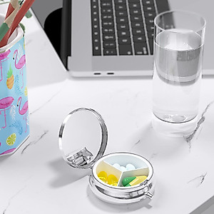 Nipichsha Pill Box, Small Pill Case for Purse & Pocket, Cute Medicine Organizer Travel Pillbox, Portable Pill Container Holder to Hold Vitamins, Medication, Fish Oil and Supplements, Pink Marble