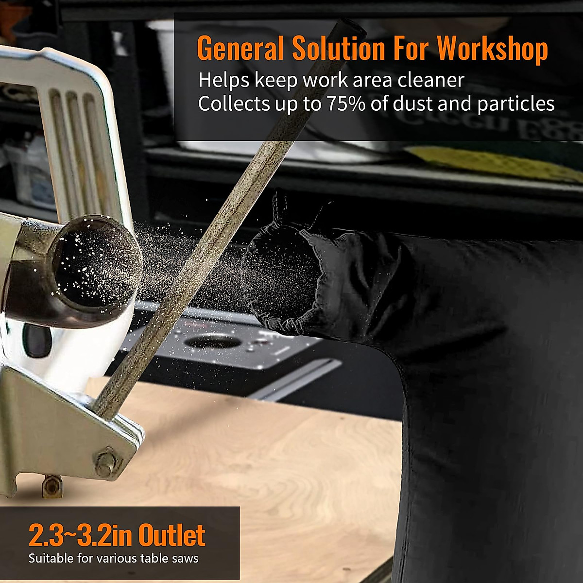 Extended Table Saw Dust Collector Bag Compatible for Bosch/Dewalt/Ryobi/Makita/Porter Cable/Craftsman/RIGID/Metabo/Kobalt/Skilsaw/Delta (10" Tablesaws with 2.5" Dust Port)-1Pack