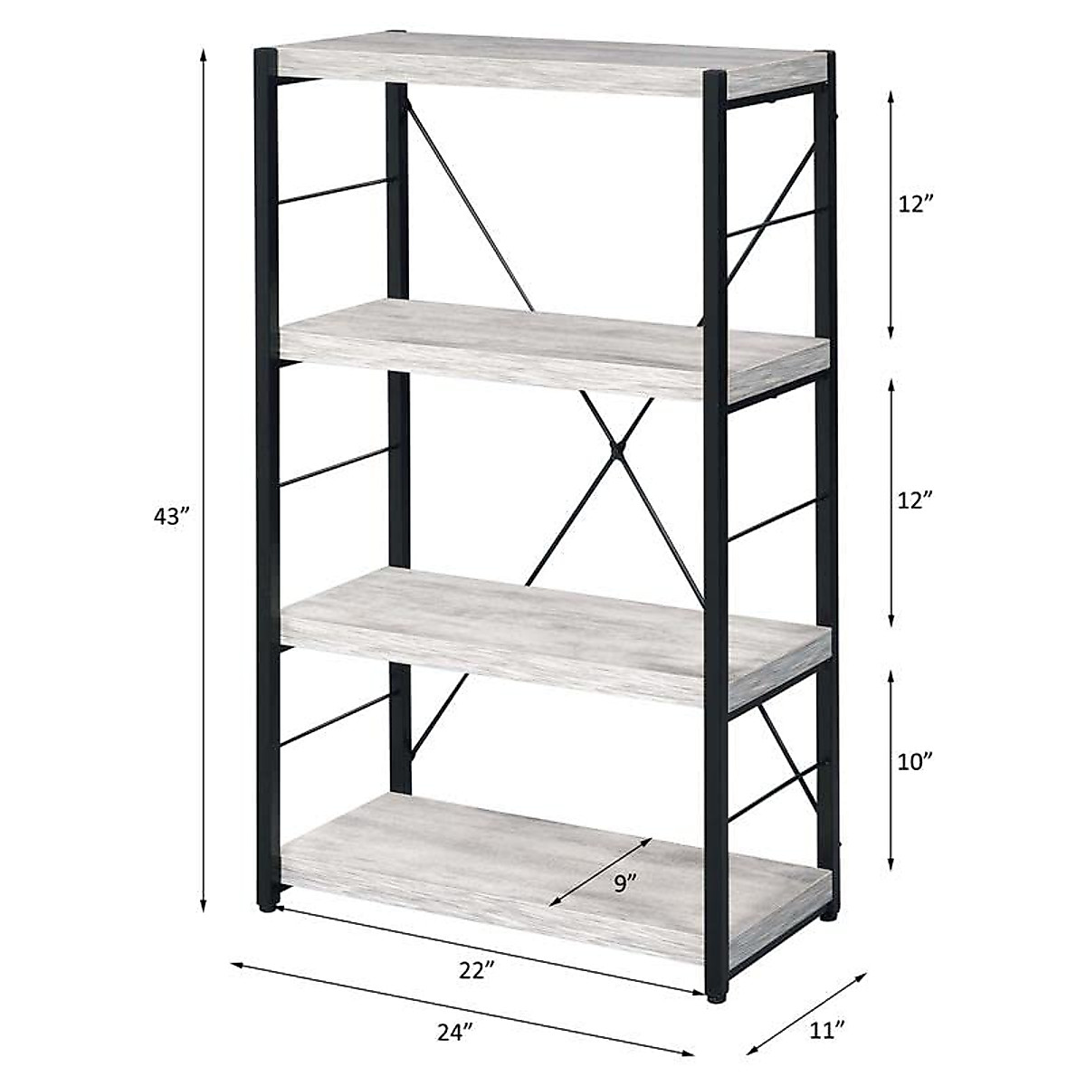 Acme Furniture Jurgen Bookshelf, Antique White-Ash & Black