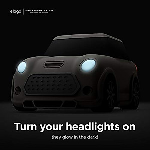 elago Mini Car AirPods Case with Keychain Compatible with AirPods 1 and Compatible with AirPods 2 [Headlights and Taillights Glow in The Dark] [Patent Registered] [Classic White]
