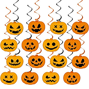 60PCS Halloween Pumpkin Party Swirls Decorations Little Pumpkin Hanging Swirls Black Orange Halloween Ceiling Hanging Decor Supplies for Halloween Party Birthday Pumpkin Theme Party Favors