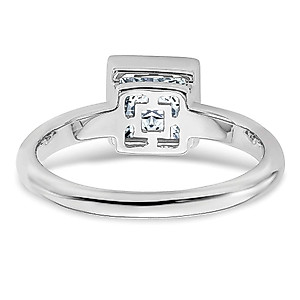 14k White Gold Solitaire 1.7ct. Princess Bezel Moissanite Engagement Ring Size 9