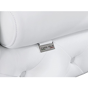 Blackjack Furniture Modena Modern Italian Leather Living Room Tufted Sofa, White