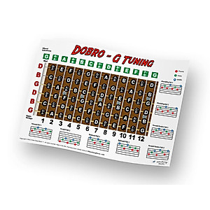 Dobro G Tuning Resonator Guitar Fretboard Note & Rolls Chart - Beginners & Intermediate Instructional Easy Poster Chords 11x17 | A New Song Music