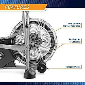 Marcy Exercise Upright Fan Bike for Cardio Training and Workout AIR-1 , black, 48.0' L x 25.0' W x 48.0' H