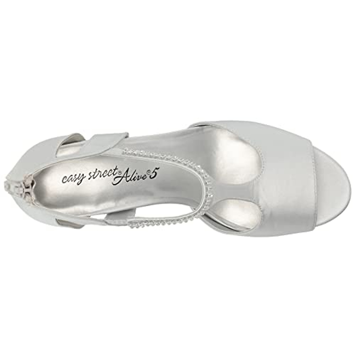 Easy Street Women's Flash Heeled Sandal, Silver Satin, 8