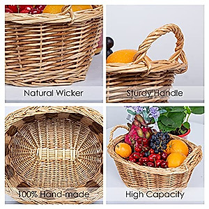 Rurality Baskets for Gifts Empty to Fill Chocolate Nuts for Women, Holiday,Mother's Day,Birthday,Wicker Present basket with Handle for Bread,Fruits