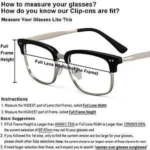 CAXMAN Polarized Clip On Sunglasses Over Prescription Glasses for Men Women UV Protection Flip Up Grey Lens Extra Large