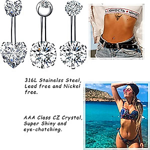 PunkTracker 16Pcs Belly Button Rings Surgical Steel Belly Ring Navel Rings Belly Piercing Naval Piercing Jewelry