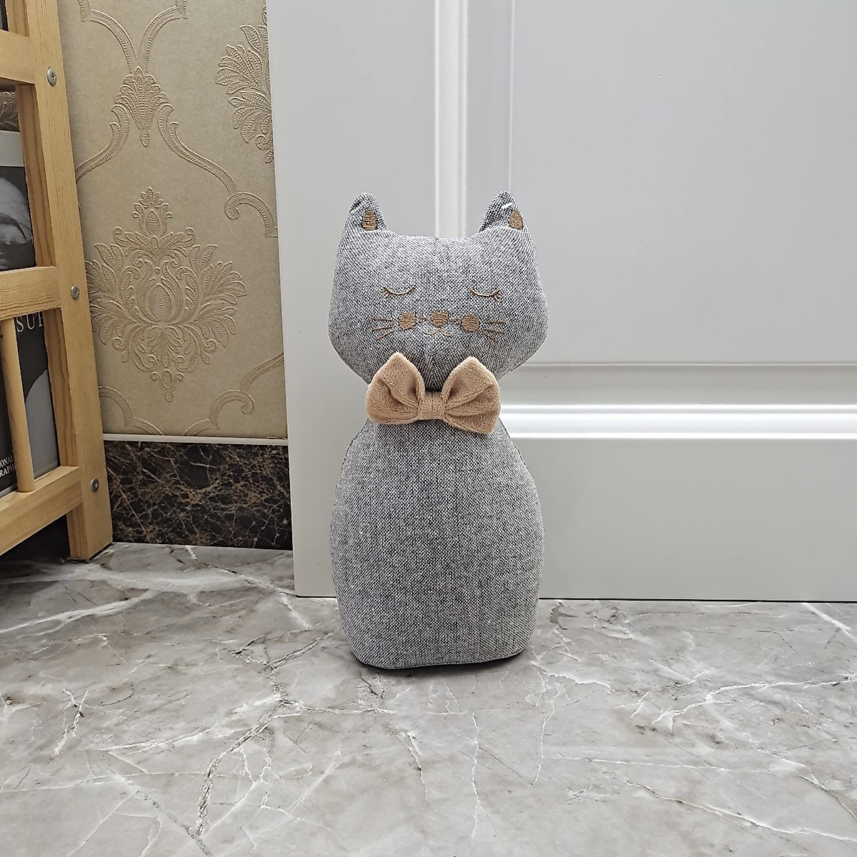 Interior Door Stopper Fabric Doorstops Decorative Cat (Simple Bow cat)