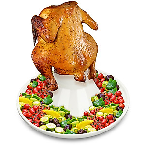 Tioncy Ceramic Chicken Roaster Rack with Baking Pan Set Beer Can Chicken Holder Stand Roasting Pan with Rack Vertical Poultry Chicken Throne for Thanksgiving Baking Grilling Oven, Dishwasher Safe