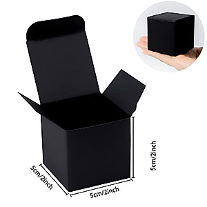 NIGNYA Black Gift Boxes 2x2x2 inches, 100 Pack Small Kraft Cardboard Gifts Boxes Paper Cube Favor Box Easy Assemble Paper Gift Box with lids for Presents Birthday Christmas Wedding Party