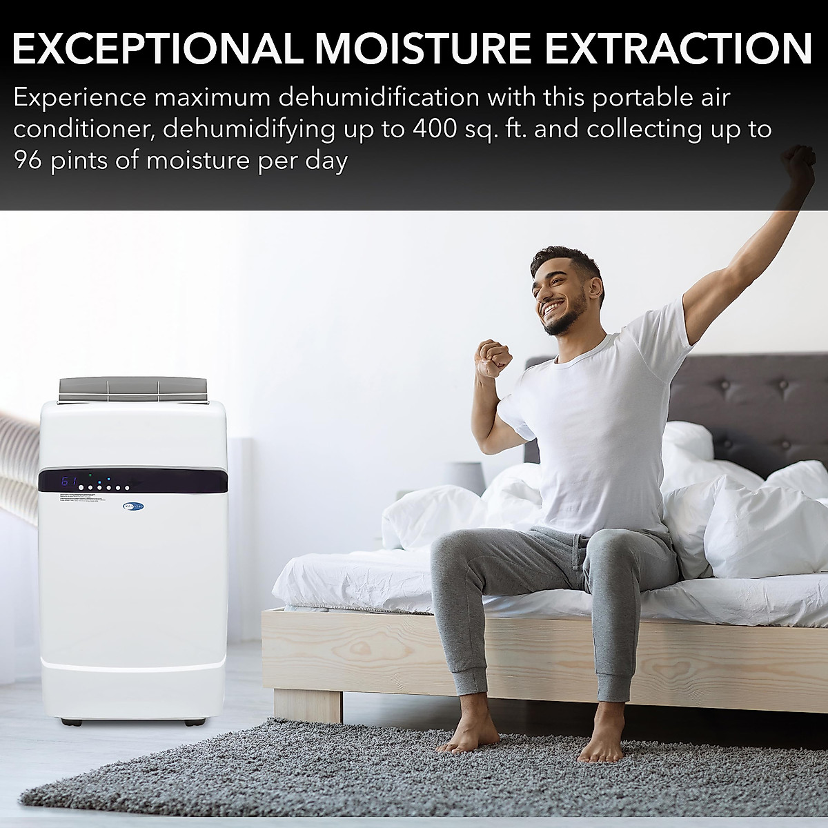 Whynter ARC-12SDH 12,000 BTU (6,884 BTU SACC) Dual Hose Cooling Portable Air Conditioner, Heater, Dehumidifier, and Fan with Activated Carbon Filter plus Storage bag, up to 400 sq ft in White